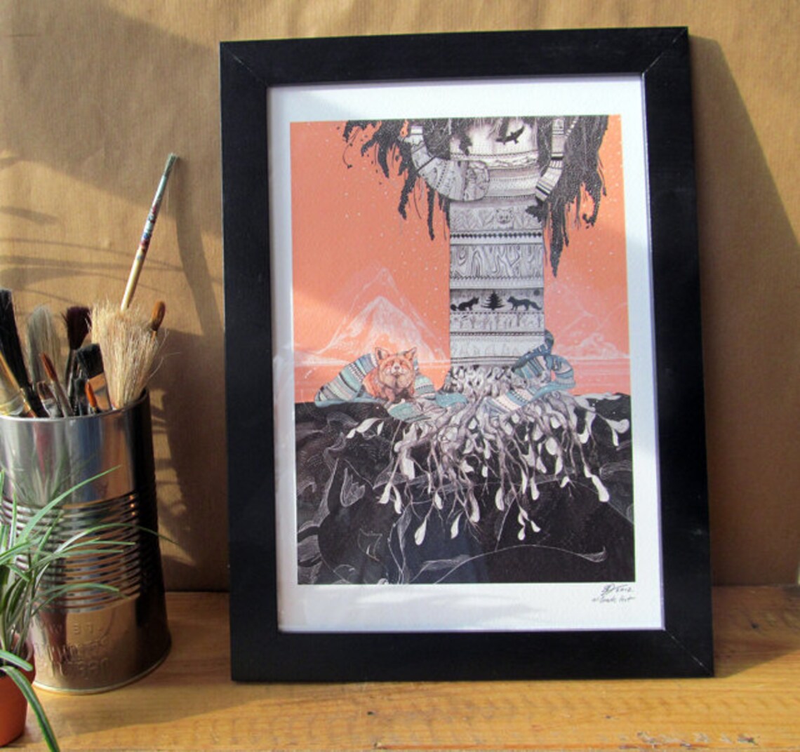Fox Tree // Signed A4 Print - Etsy