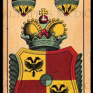 Antique Card / Antique Playing Card / Shield Playing Card / Digital ...