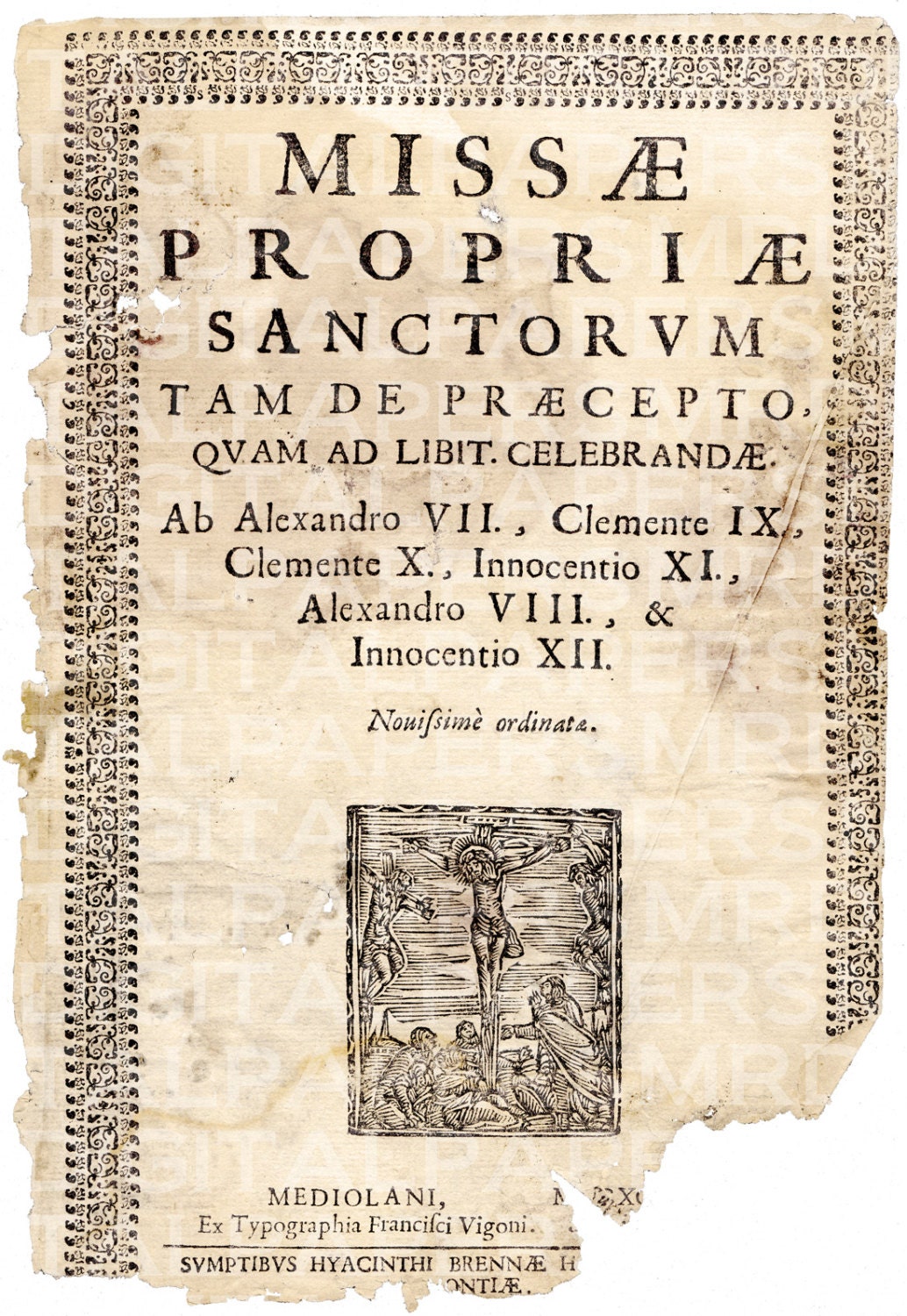 Antique Catholic Missal Page. 17th Century 14 X 20 Digital Paper ...