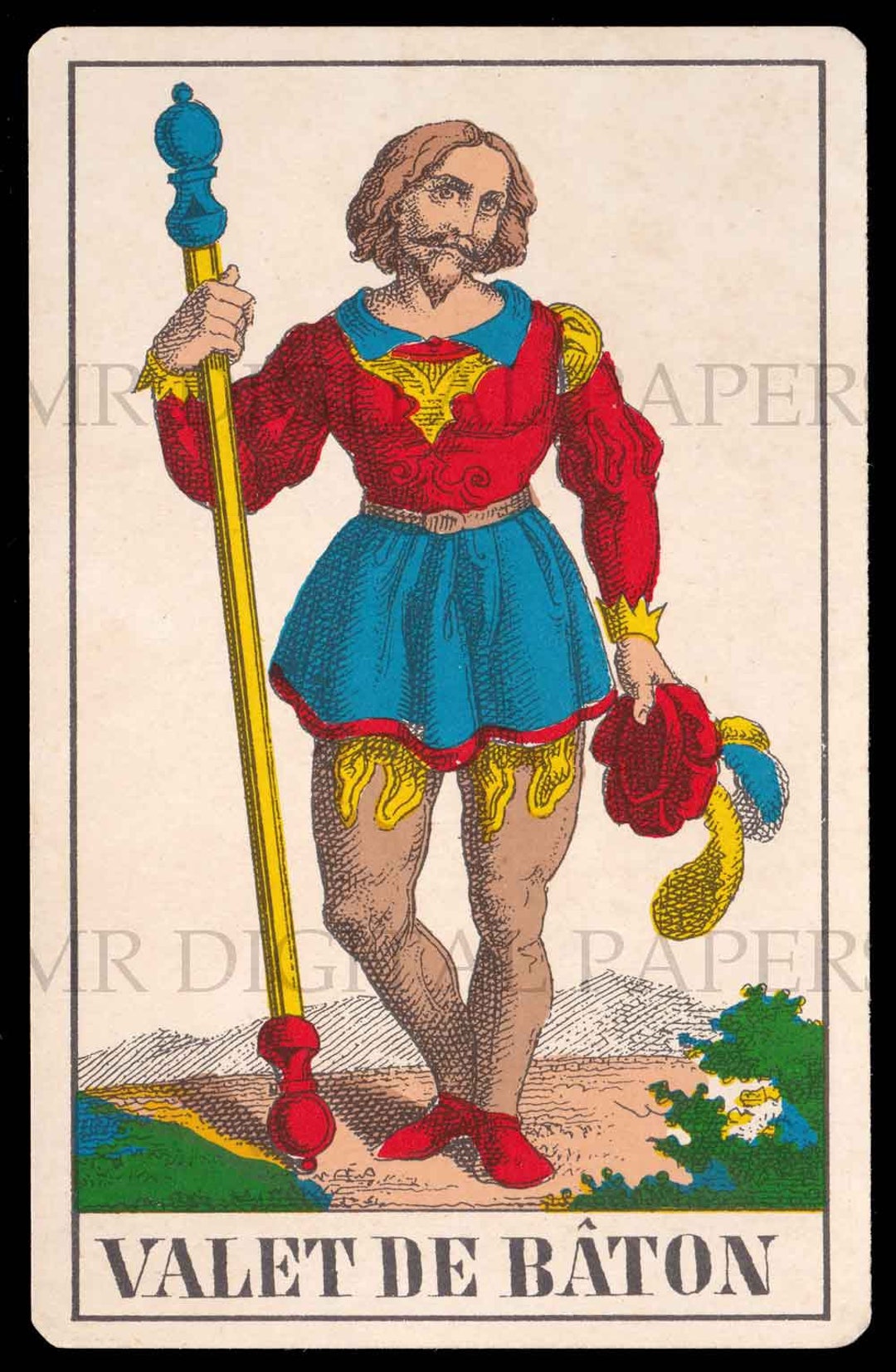 Antique Card / Antique Tarot Card / Valet Playing Card / Digital ...