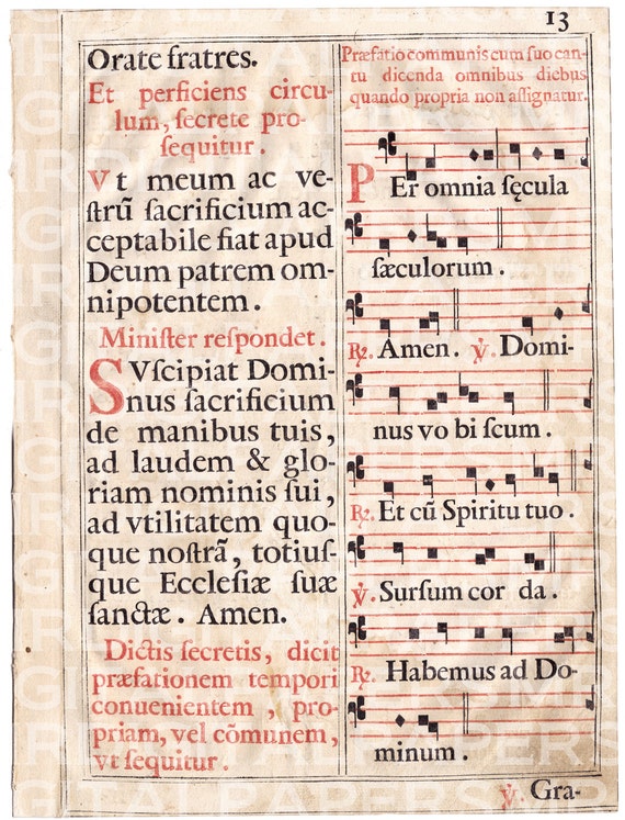 Antique Catholic Missal Page. 18th Century 14 X 18 Digital - Etsy