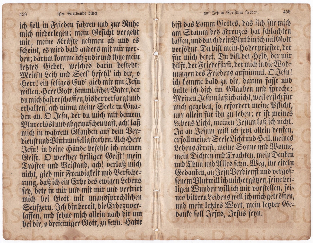 2 Antique German Book Pages. 19th Century 14 X 18. Digital Paper ...