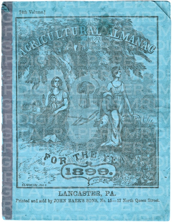 Farmers Almanac / Book Cover / 14 x 18 Digital Paper Download | Etsy