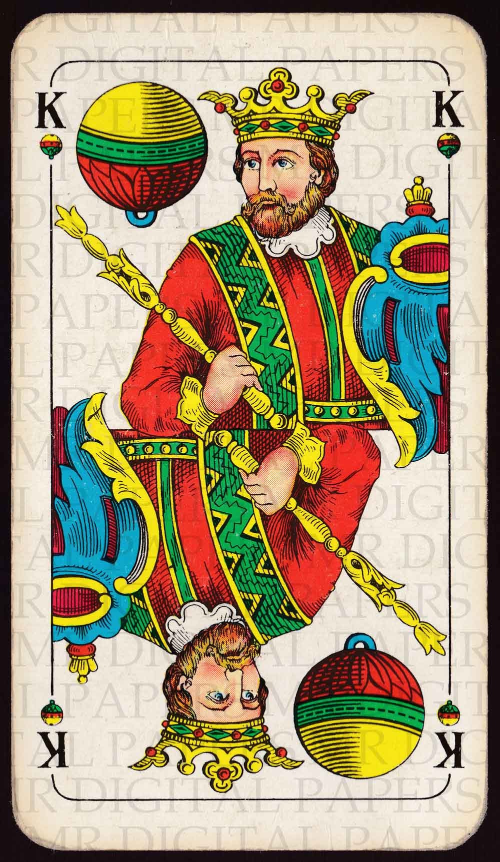 Antique Card / Antique Playing Card / King Playing Card / Digital ...