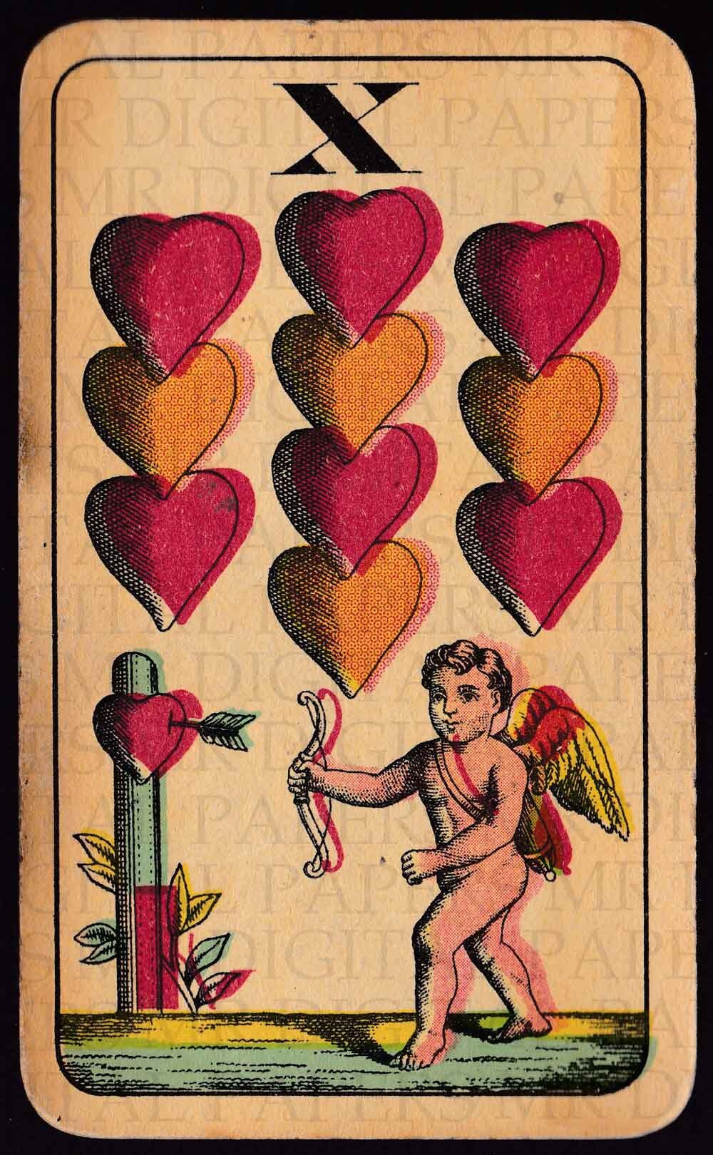 Antique Card / Antique Playing Card / Cupid Playing Card / Digital ...