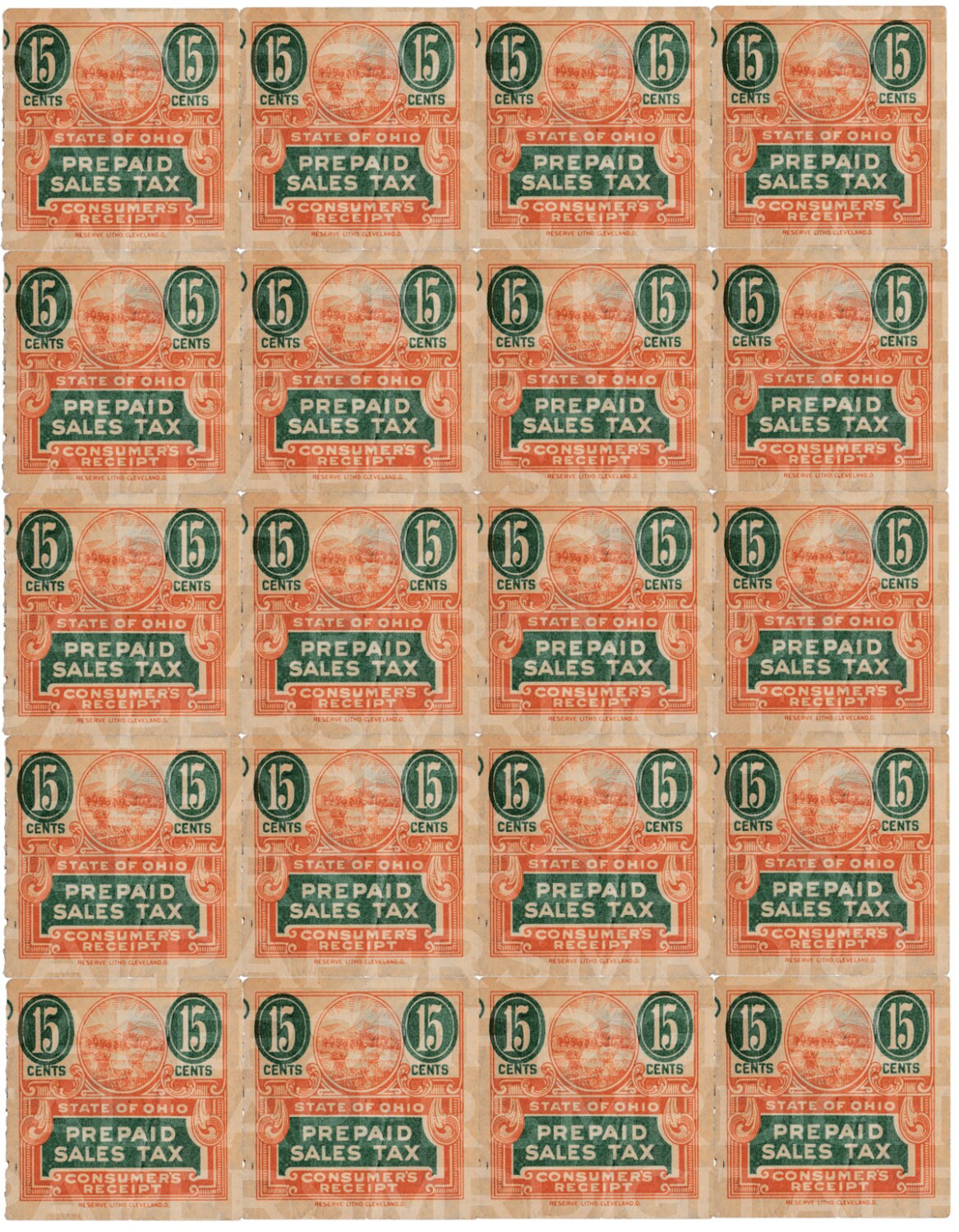 Antique Paper Sales Tax Ticket. 14 X 18. Digital Paper - Etsy