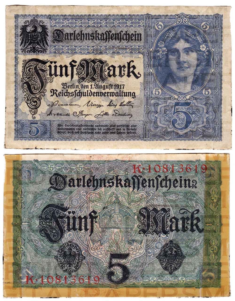 German Mark / Currency Money Bill / 11 X 14 / Antique Digital - Etsy