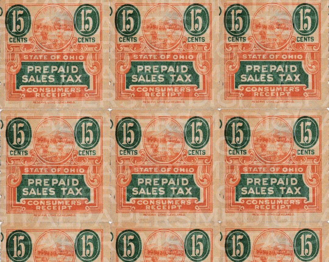 Antique Paper Sales Tax Ticket. 14 X 18. Digital Paper Download ...