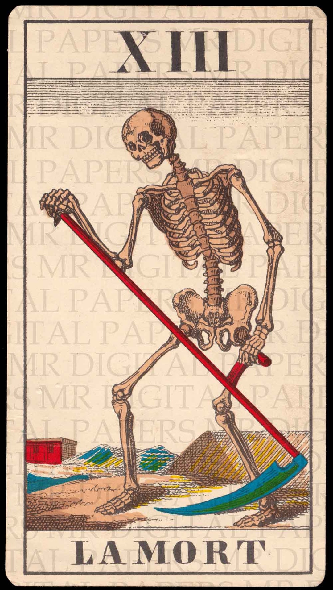 Antique Tarot Card / Antique Playing Card / Death Tarot Card / Digital ...