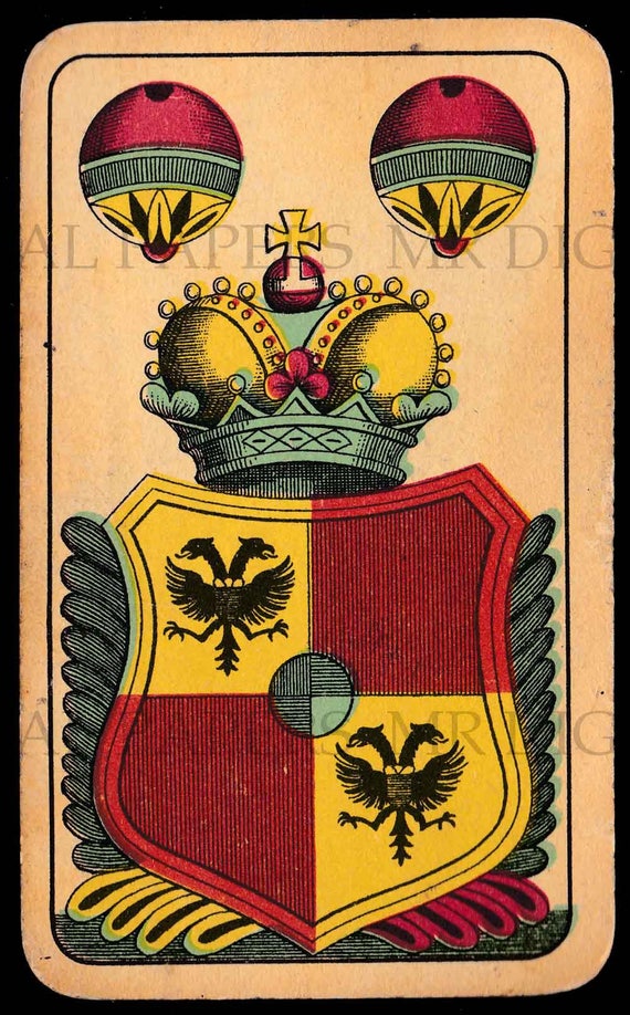 Antique Card / Antique Playing Card / Shield Playing Card / | Etsy