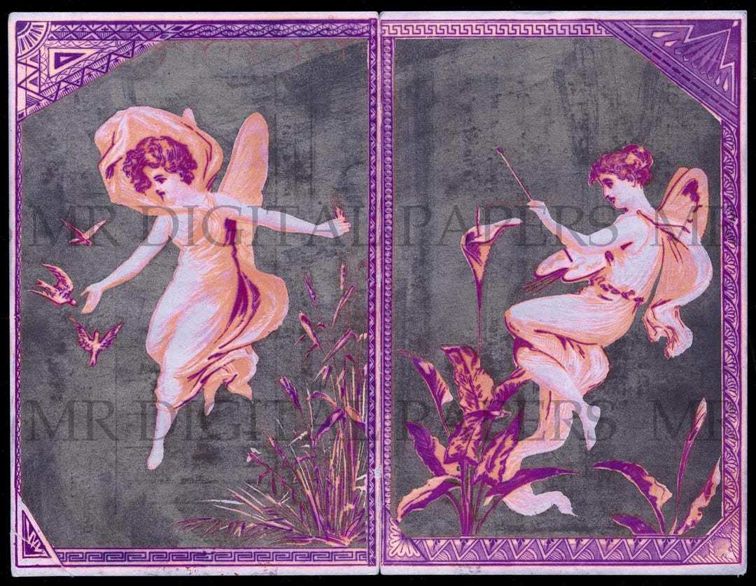 Antique Fairy Card / Fairie Card / Digital Instant Download / Paper ...