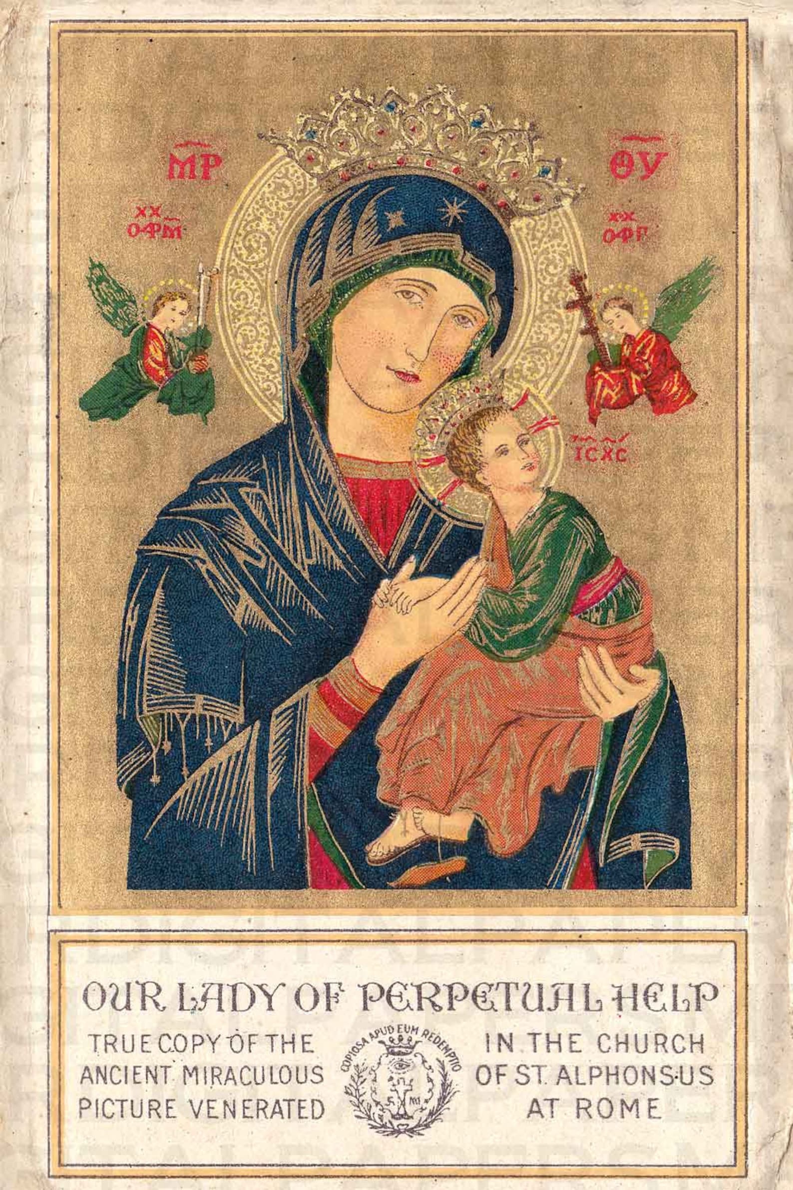 Mary Holy Prayer Card / Virgin Holy Card / Mother and Child / Prayer ...