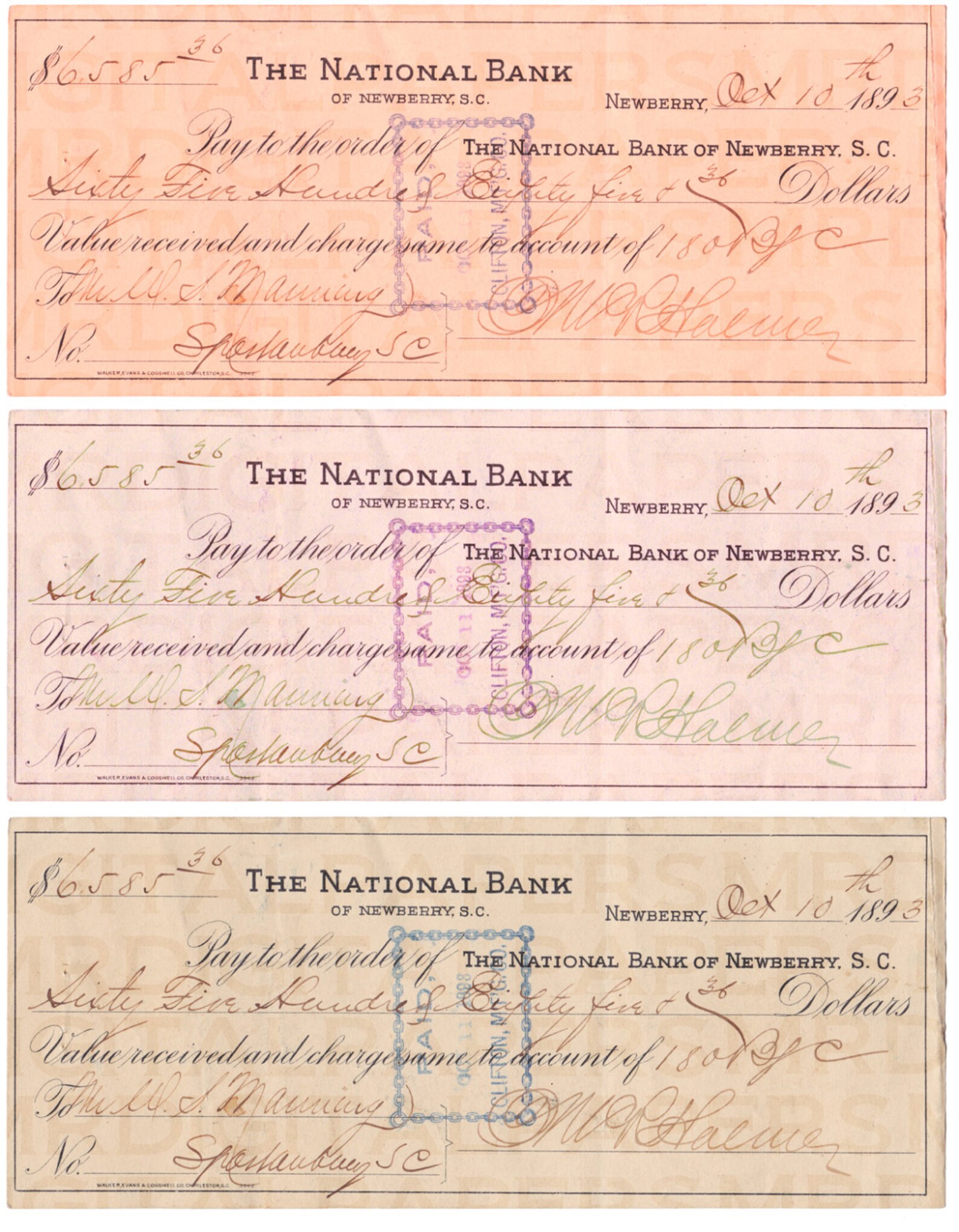 Antique Bank Checks / Cheques / 14x18 Digital Paper Download / | Etsy