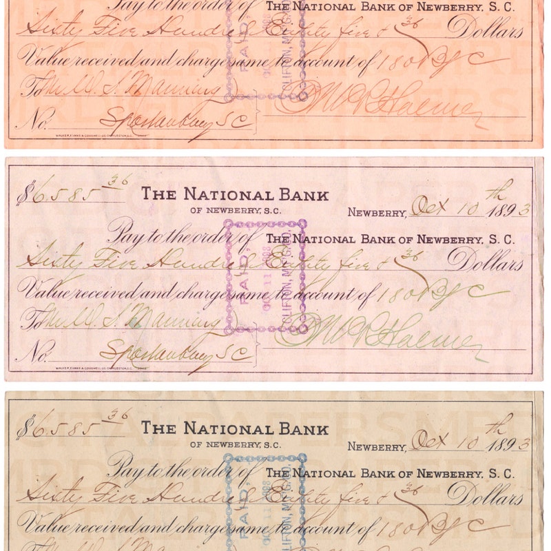Antique Bank Check - Etsy