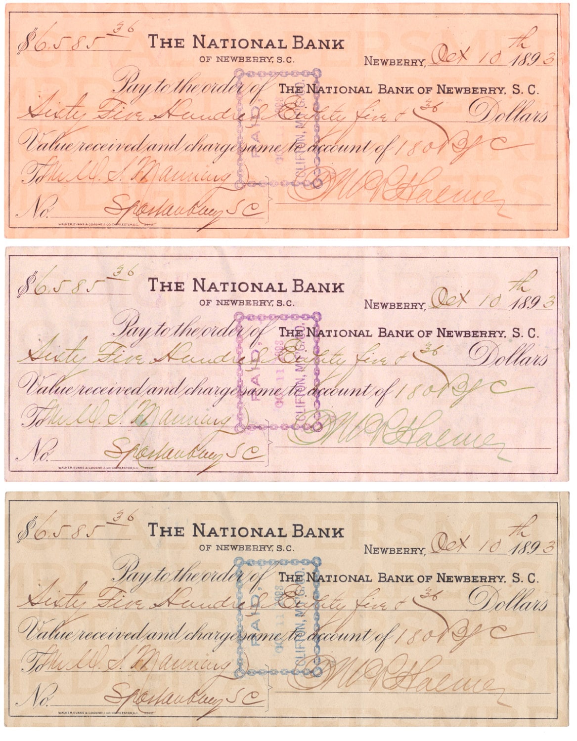Antique Bank Checks / Cheques / 14x18 Digital Paper Download ...