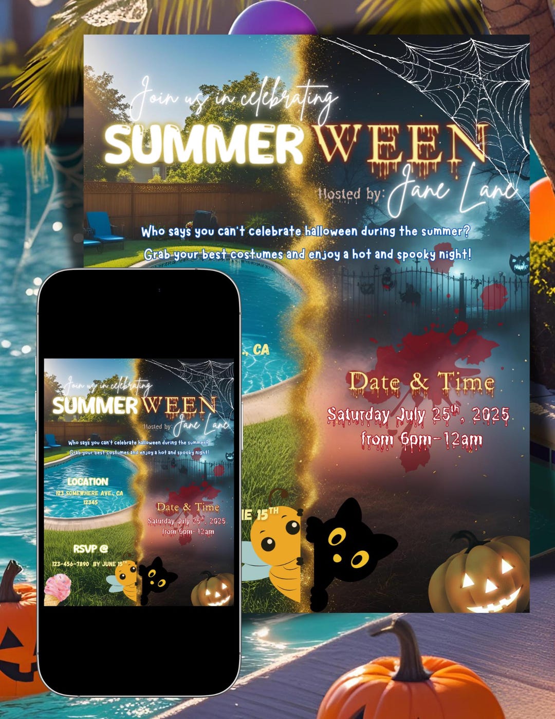 Summerween Party Invitation: Spooky Summer Costume Party (digital ...