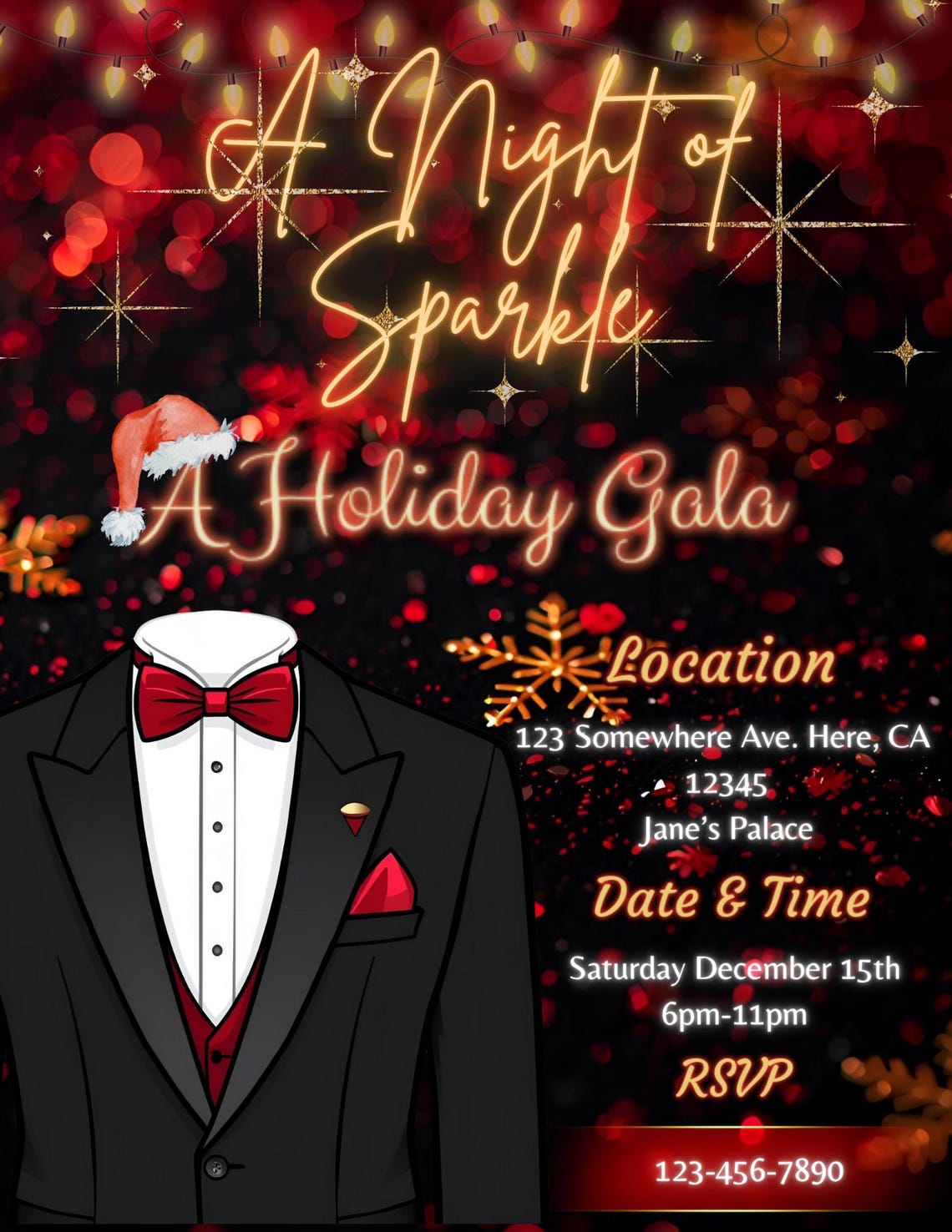 Digital Holiday Gala Party Invite. Editable Christmas Gala Template. - Etsy