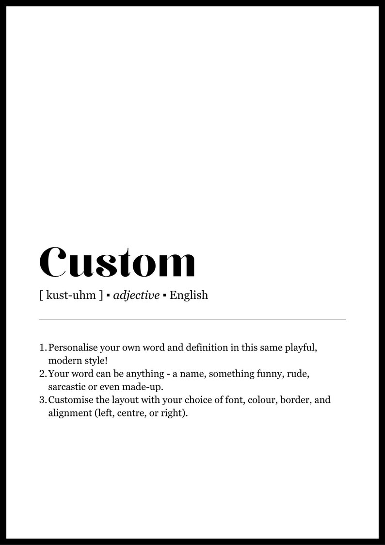 Custom Definition Printable | Create Your Own Word Art | Minimalist ...