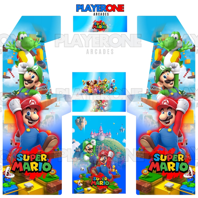 Super Mario Custom Arcade Vinyl Sticker Designs PDF - Printable Artwork ...