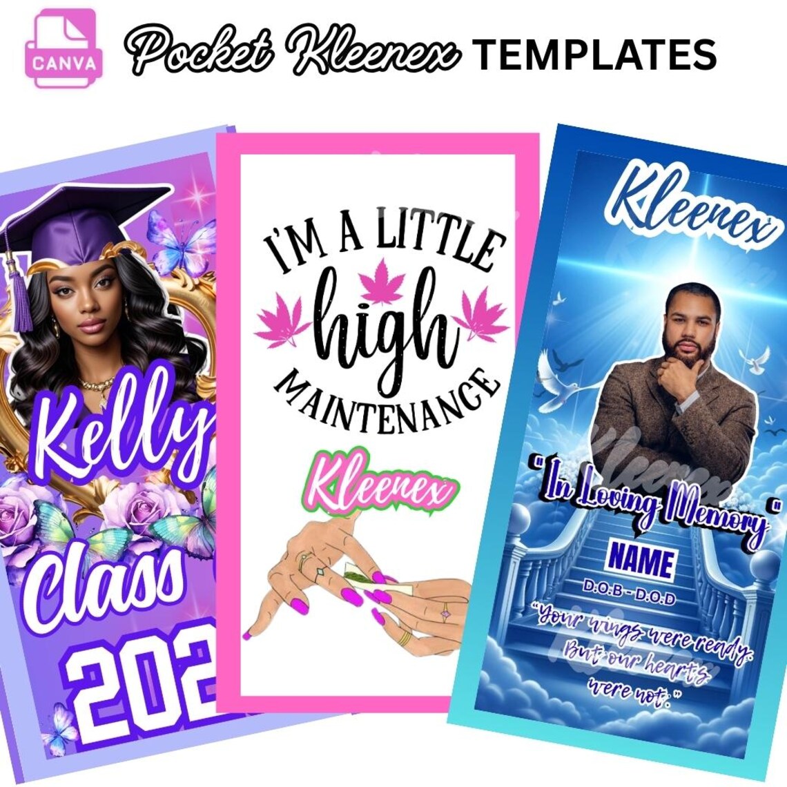 Pocket Kleenex Templates • Graduation • Memorial • Editable Canva ...