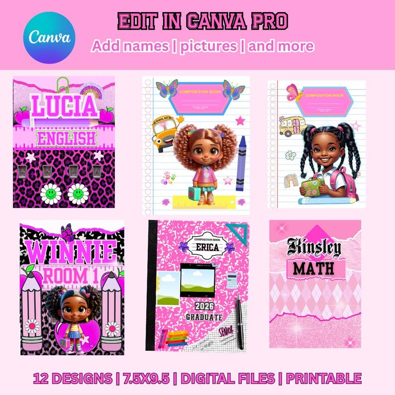 6 Editable Back to School Composition Notebook Template | Mockup ...