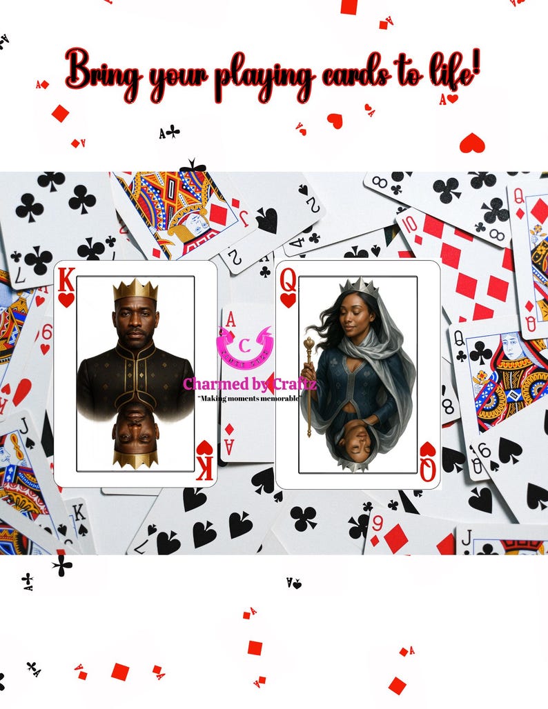 Afrocentric King & Queen Playing Card Art – Elegant Black Royalty Theme ...