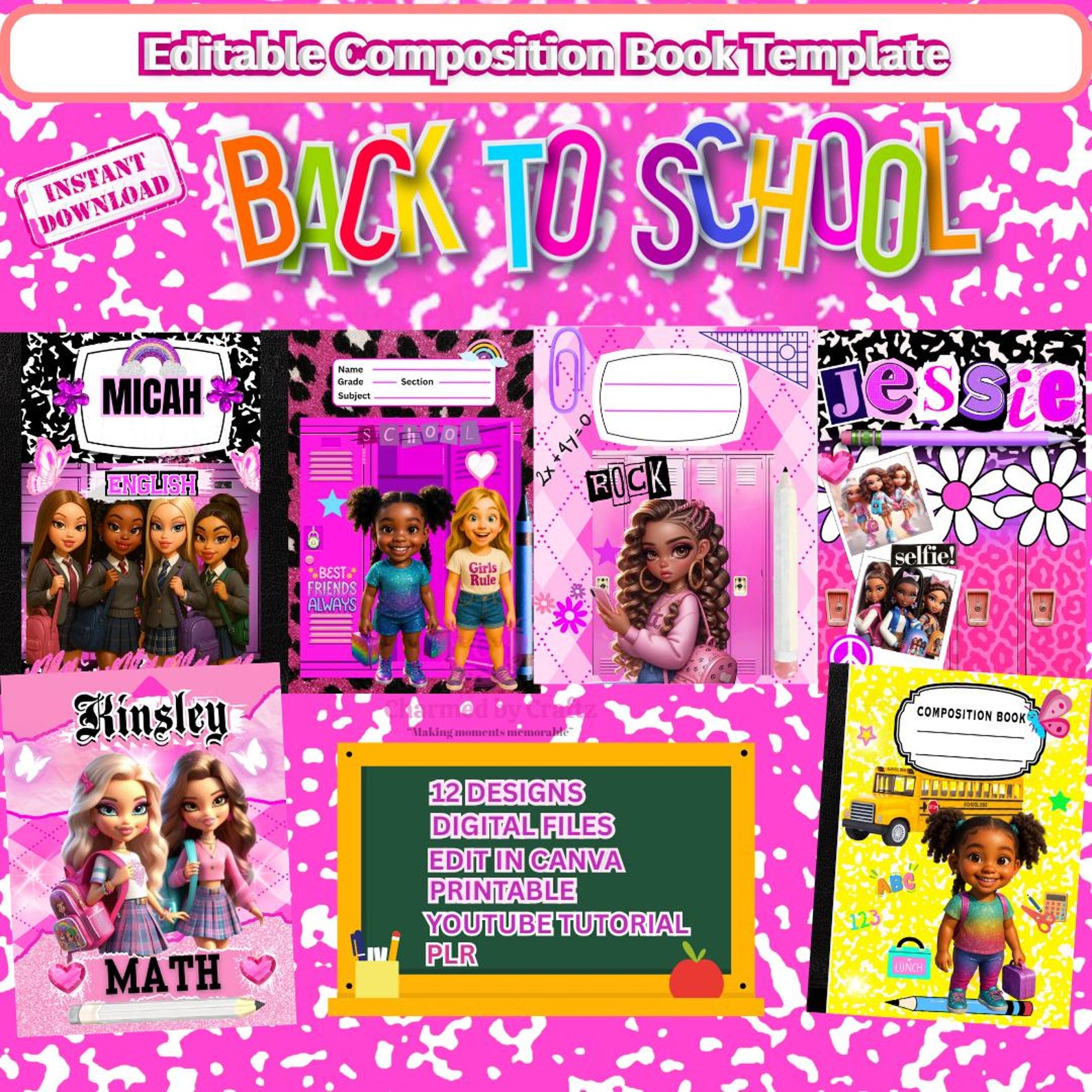 6 Editable Back to School Composition Notebook Template | Mockup ...