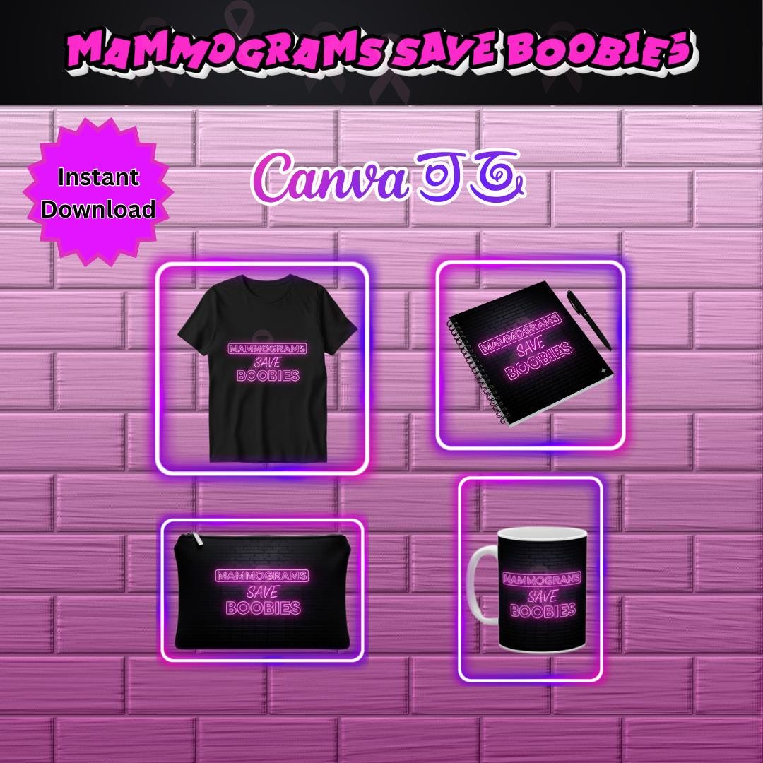 Mammograms Save Boobies PNG | Breast Cancer Awareness Neon Sign Design ...