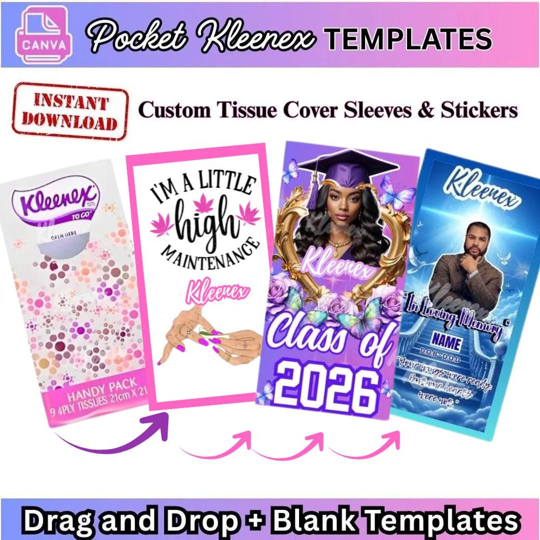 Pocket Kleenex Templates • Graduation • Memorial • Editable Canva ...