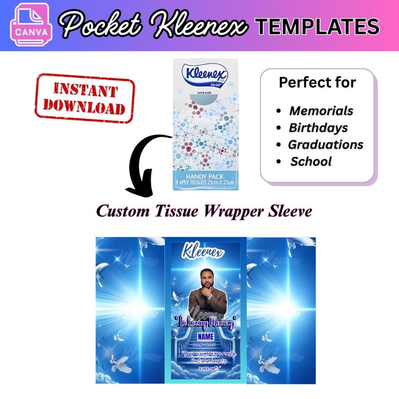 Pocket Kleenex Templates • Graduation • Memorial • Editable Canva ...