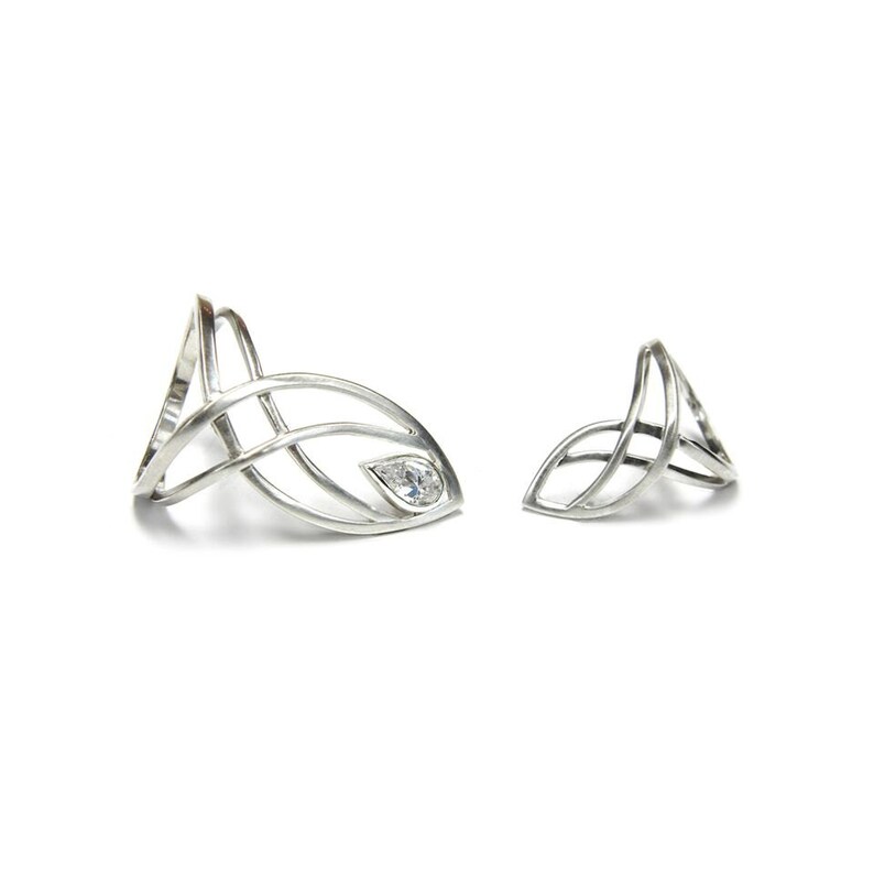 Sterling Silver Stacking Rings Elven Style Ring Abstract - Etsy