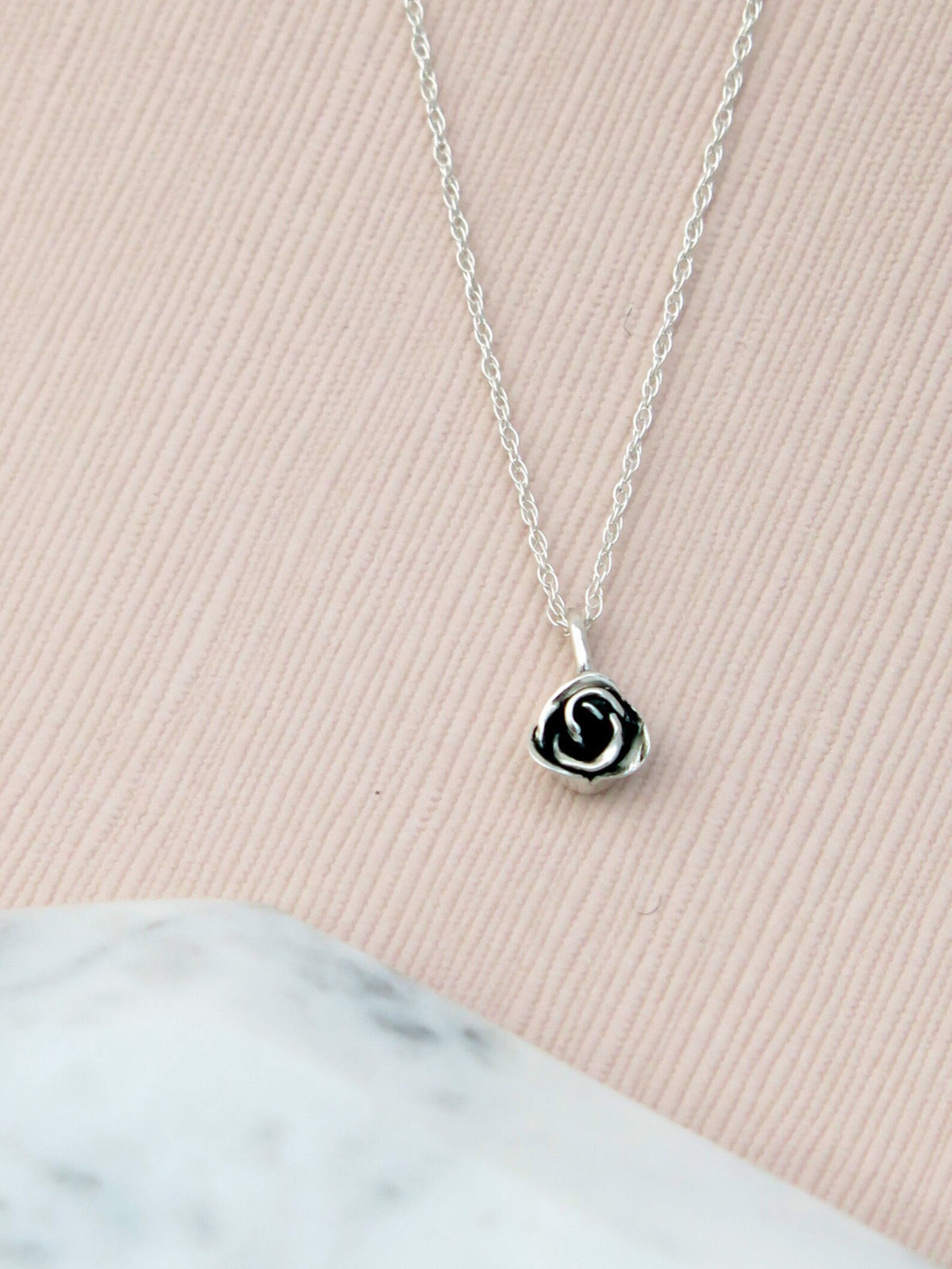 SOLID Sterling Silver Rose Pendant With Chain - Etsy