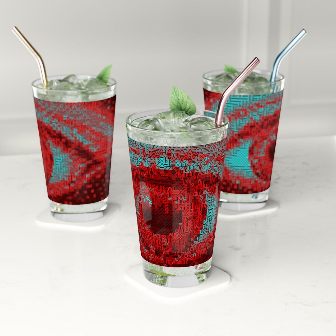 Trippy Cybercore Eye Pint Glass - Red and Blue Design - Etsy