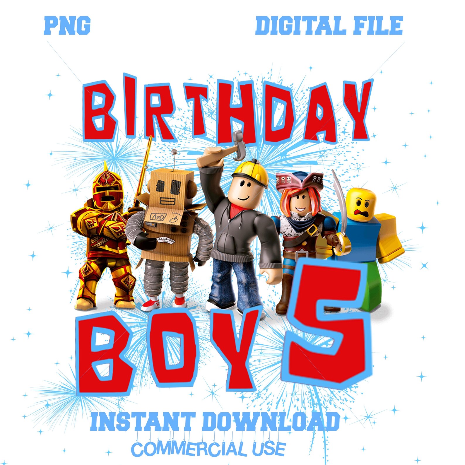 Roblox 5th Birthday Boy PNG Bundle (digital Download) - Etsy