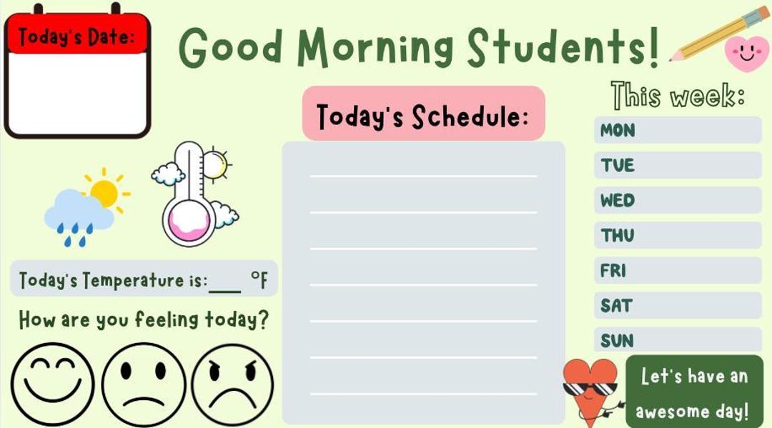 Elementary School Morning Meeting Template - Etsy