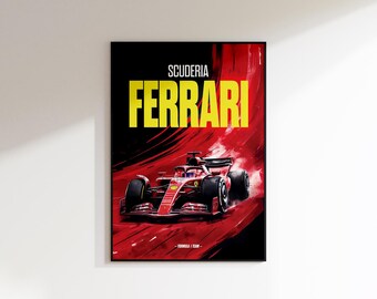 Scuderia Ferrari F1 Poster – Digital Download | Modern Formula 1 Wall ...