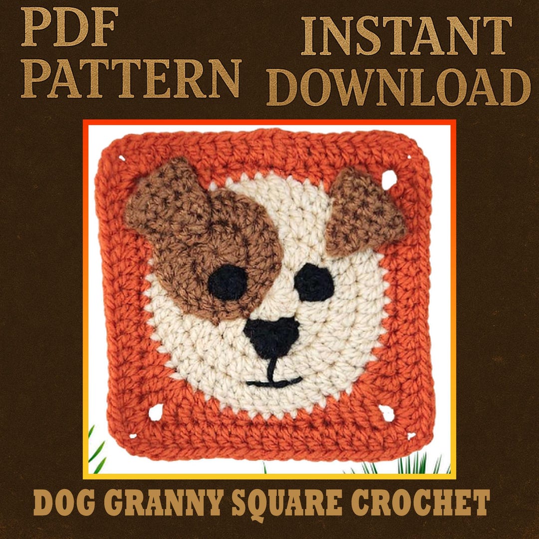 Dog Granny Square Crochet Pattern PDF | Amigurumi Blanket Motif | DIY ...