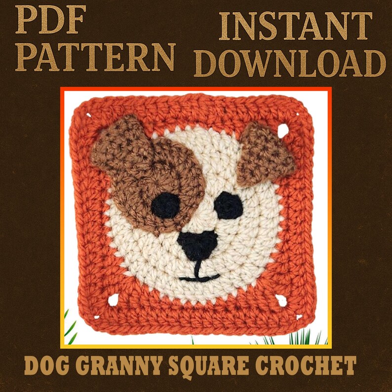 Dog Granny Square Crochet Pattern PDF | Amigurumi Blanket Motif | DIY ...