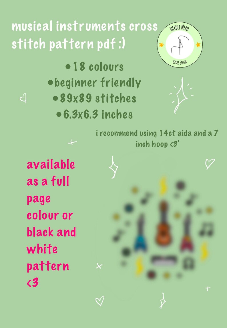 Musical Instruments Cross Stitch Pattern Pdf! - Etsy