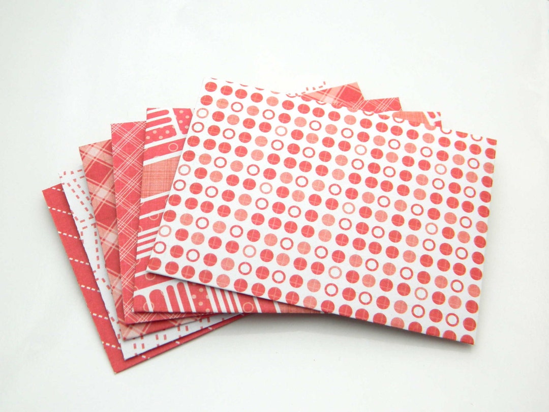 Handmade Paper Envelopes - Set of 6 - Brick Fire Red White Figures ...