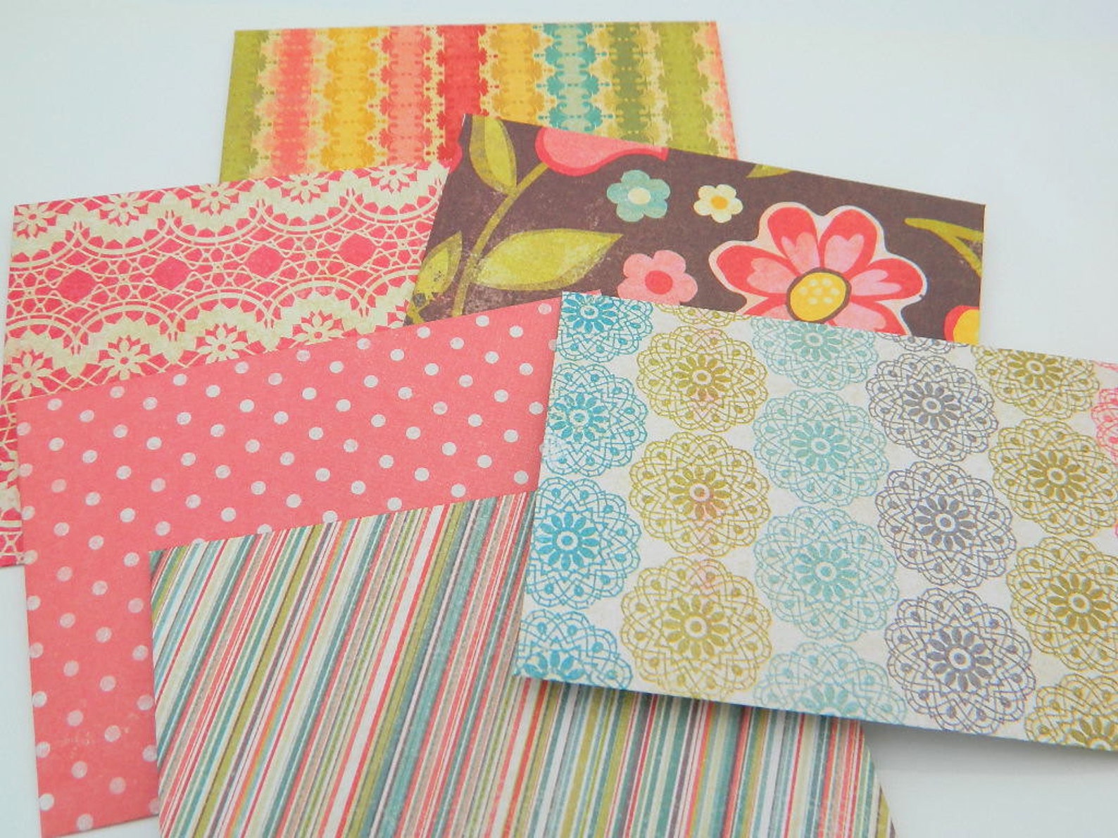 Colorful Envelopes Handmade Set of 6 Red Green Orange - Etsy