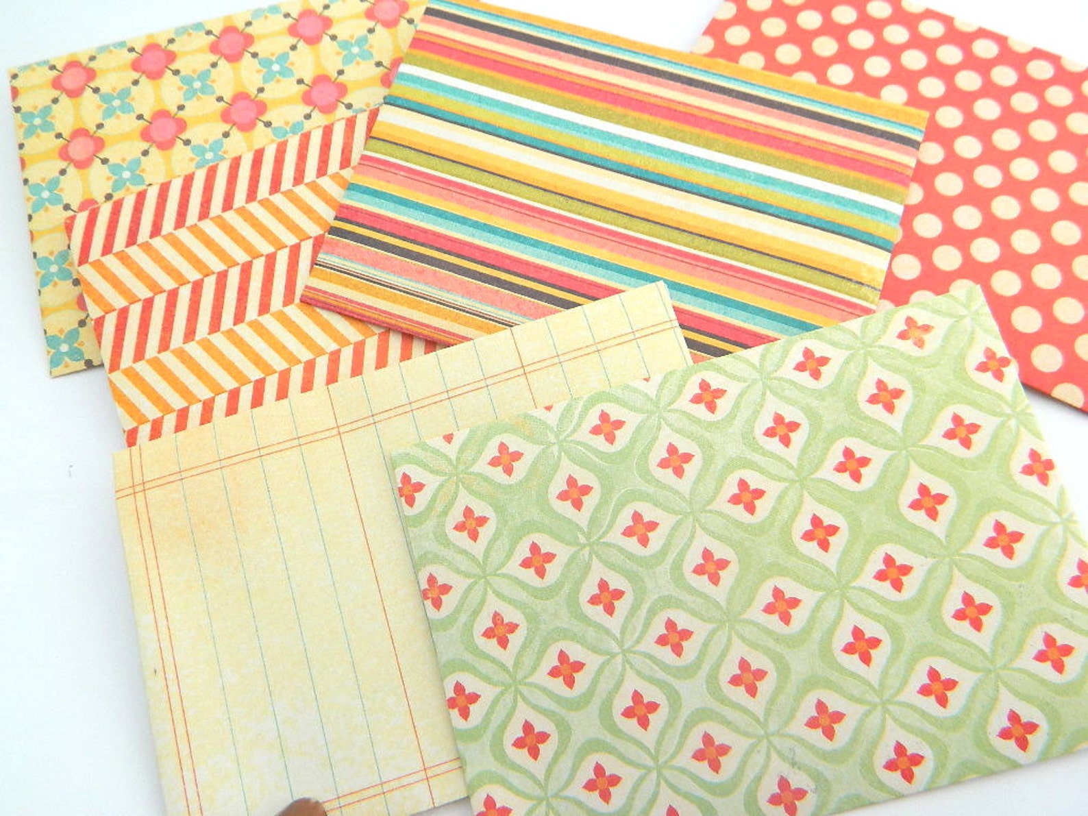Colorful Envelopes - Handmade - Set of 6 - Red, Green, Orange, Yellow ...