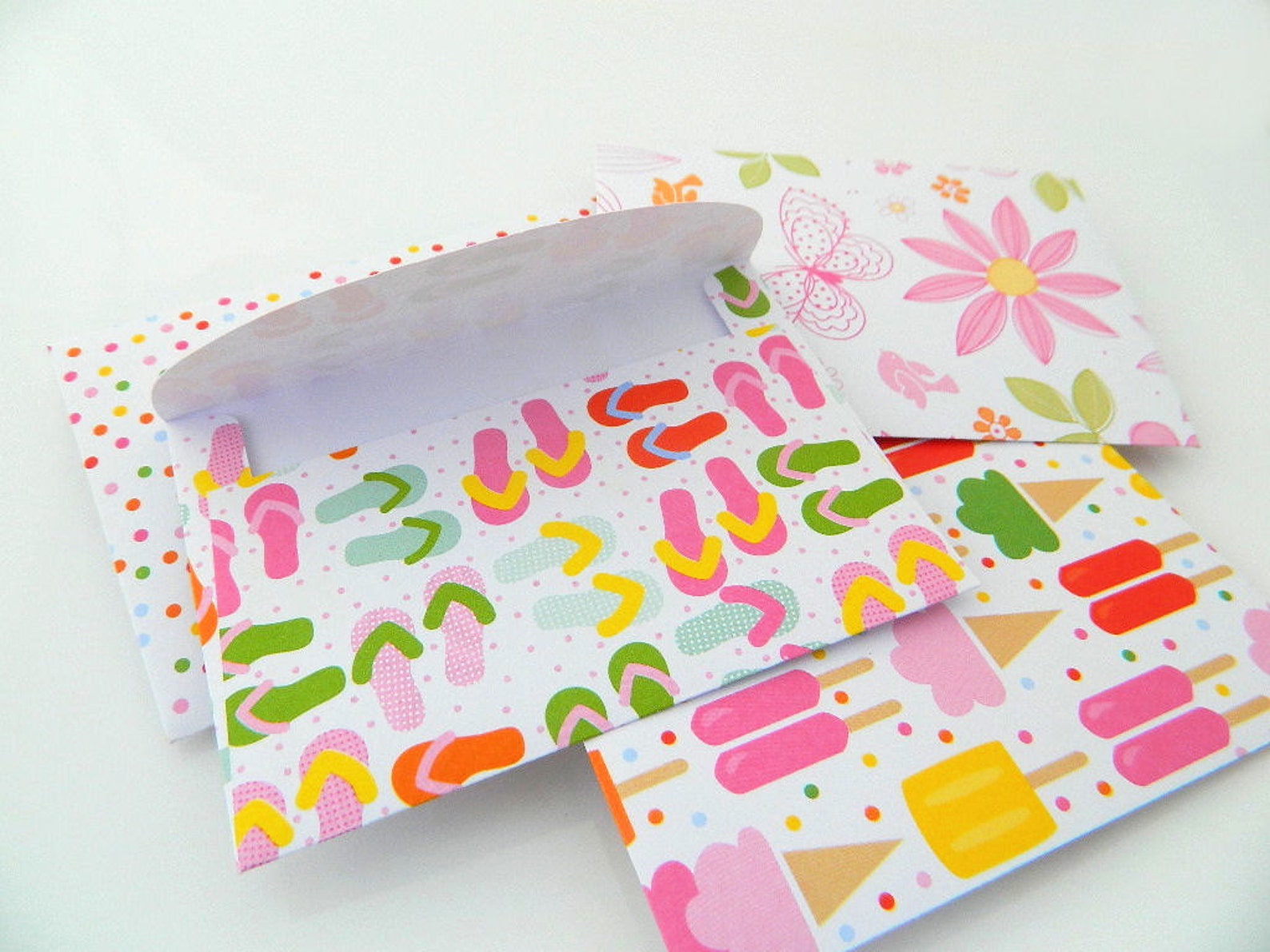 Party Colorful Envelopes - Handmade - Set of 6 - Red, Green, Orange ...