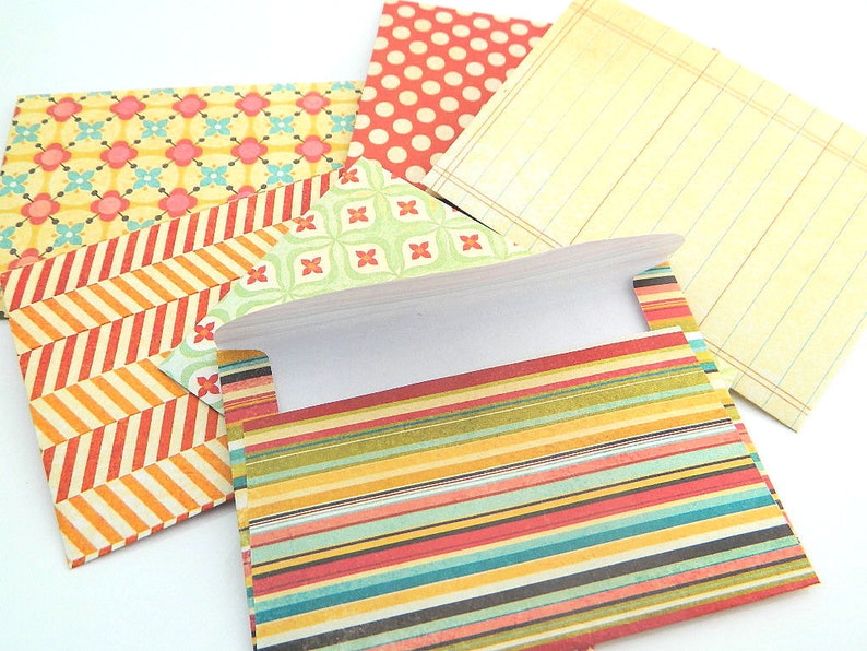 Colorful Envelopes - Handmade - Set of 6 - Red, Green, Orange, Yellow ...