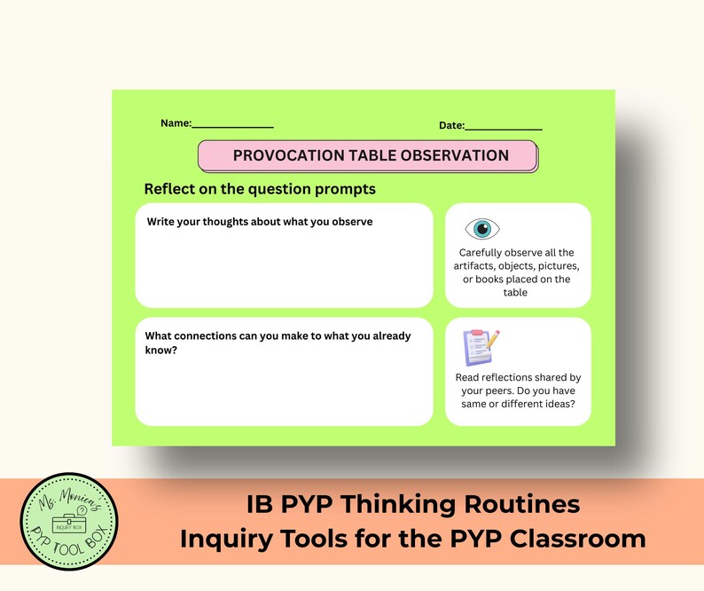 IB PYP Thinking Routines Digital File Pdf - Inquiry Tools for the PYP ...