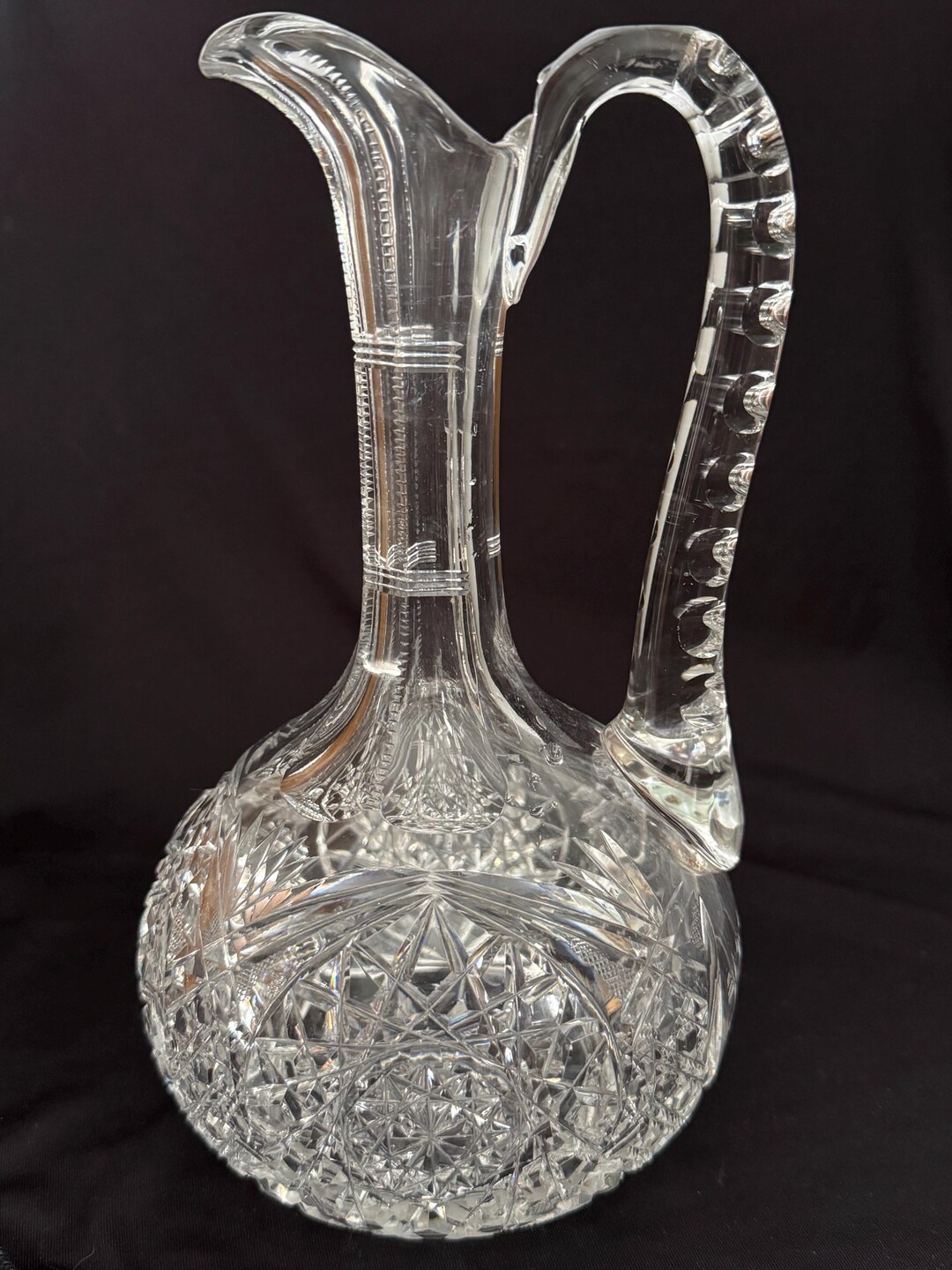 American Brilliant Period Cut Glass Handled Decanter With Hobstar ...