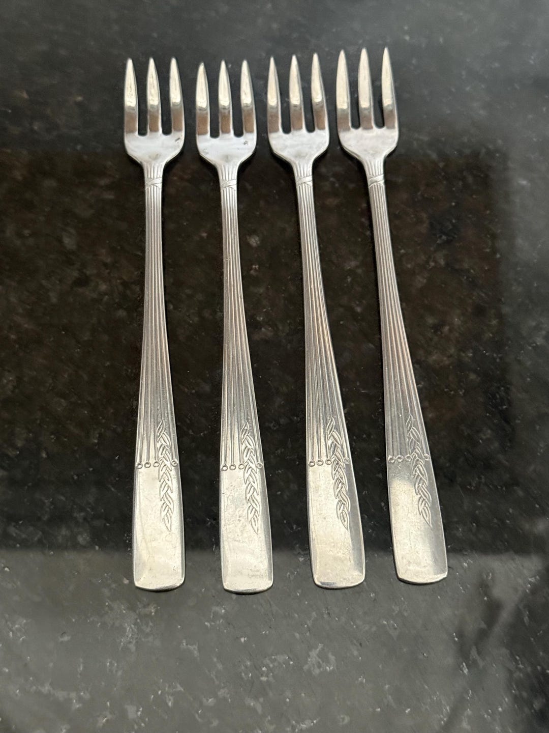 4 Oneida Cocktail Forks Art Deco Heirloom Stainless Flatware Vintage - Etsy