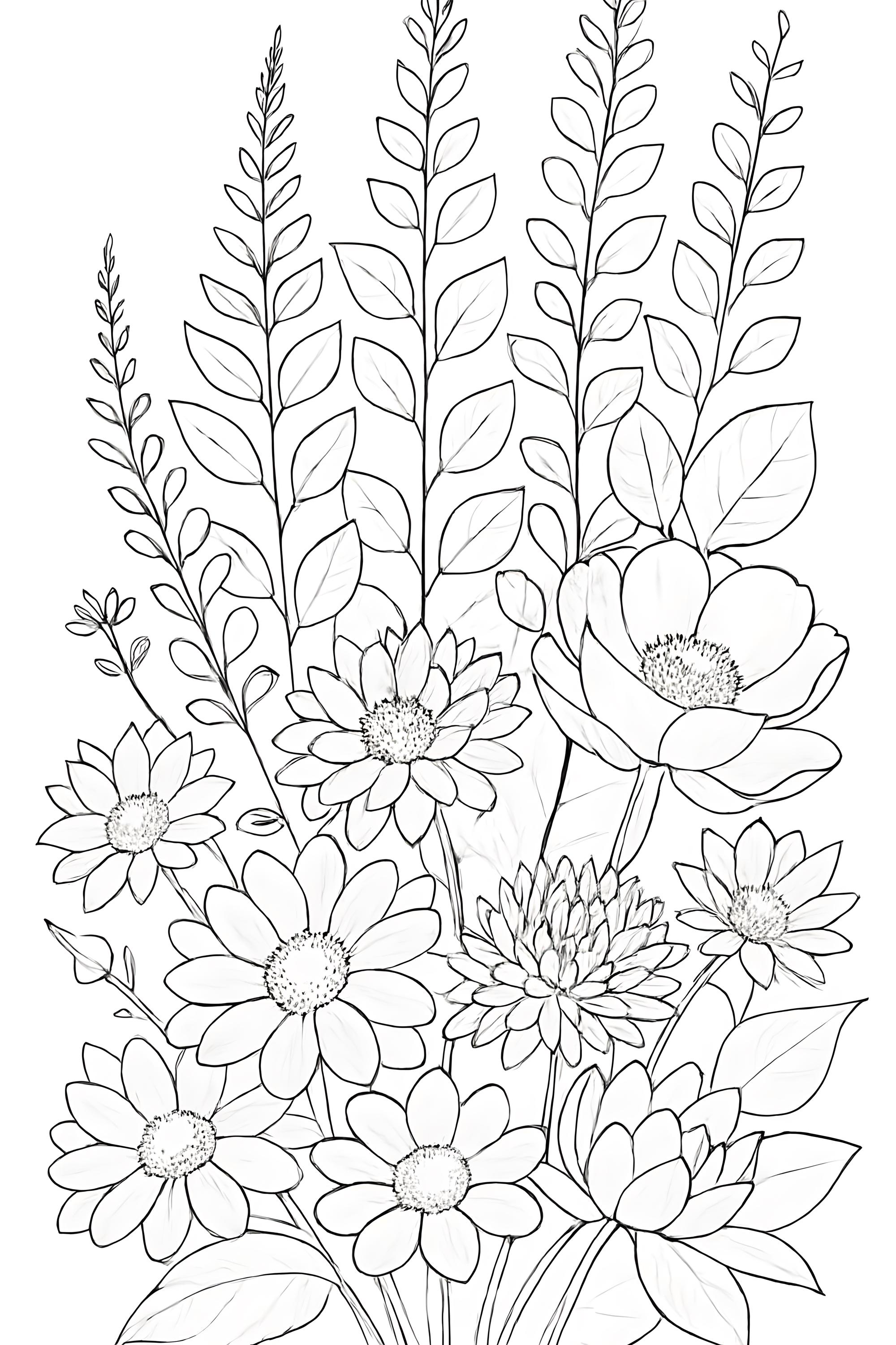 Flower Coloring Pages – 18 Printable Floral Designs for Adults & Kids ...