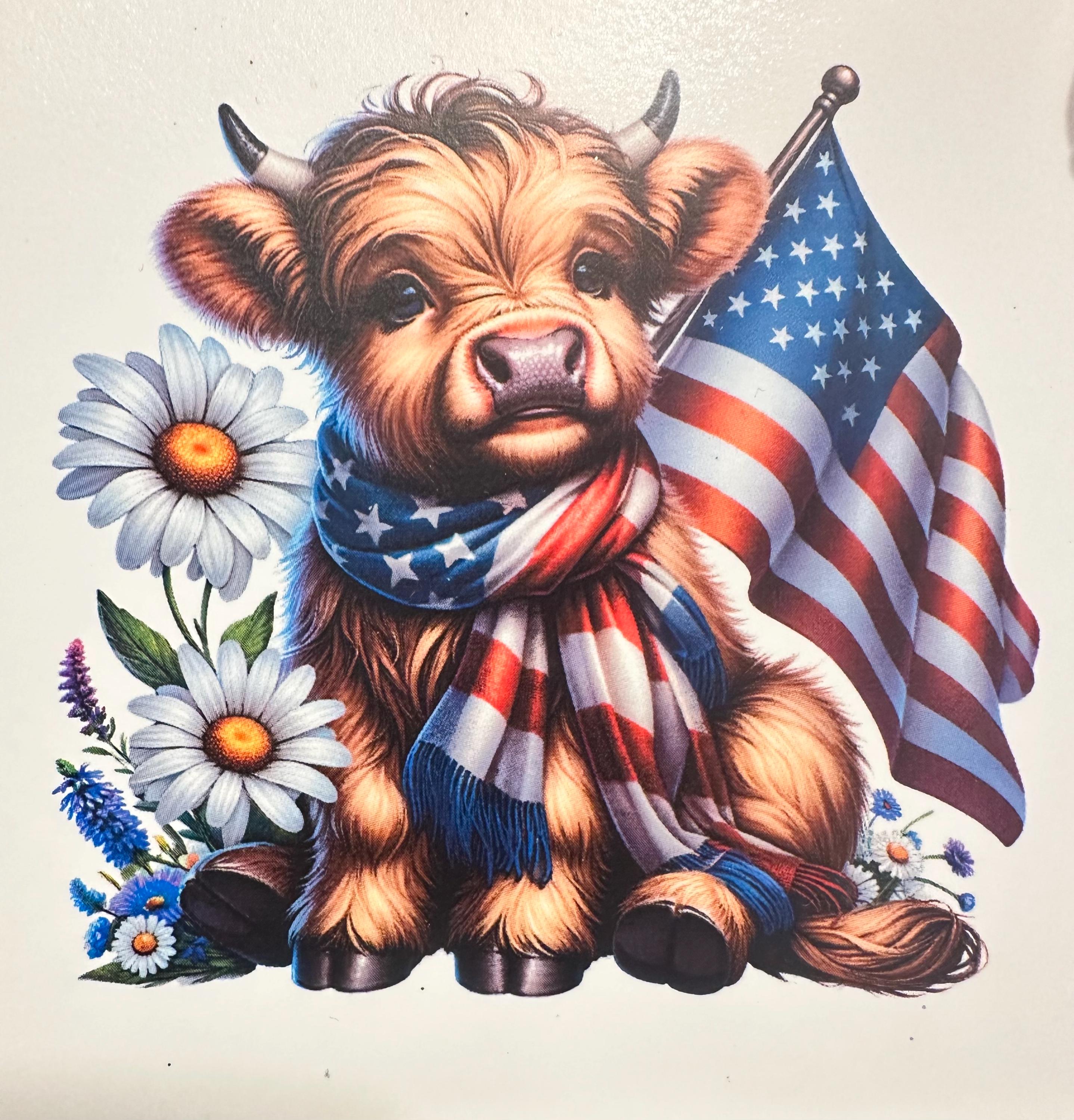 American Flag Highland Cow - Etsy