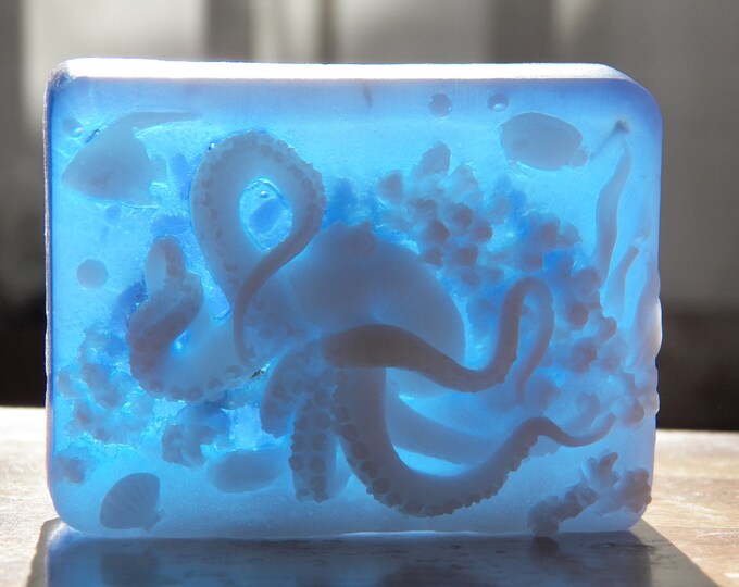 Gorgeous Octopus Soap Lavender Buds Deep Blue Sea Scented in | Etsy